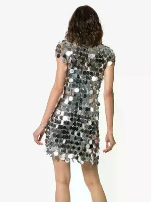 Rabanne Sequin Chain-disc Mini Dress - Metallic