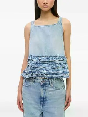 GANNI Ruffled Denim Top