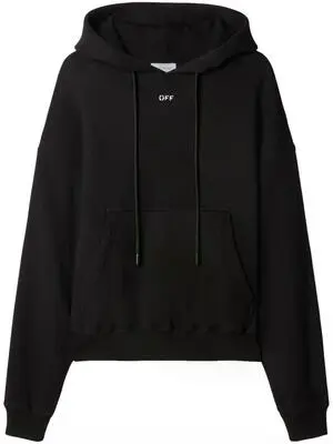 Off-White Off Stamp Cotton Hoodie - Black