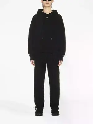 Off-White Off Stamp Cotton Hoodie - Black