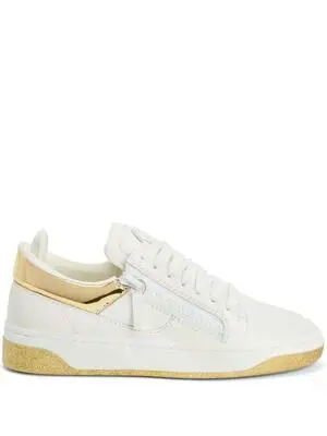 GIUSEPPE ZANOTTI White And Gold-tone Leather Sneakers - Neutrals