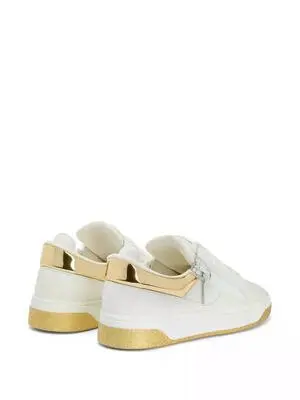 GIUSEPPE ZANOTTI White And Gold-tone Leather Sneakers - Neutrals