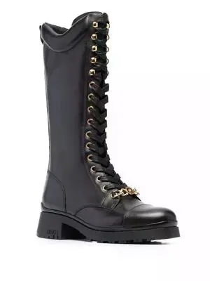 Liu Jo Nancy Lace-up Leather Boots With Chain Detailing