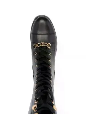 Liu Jo Nancy Lace-up Leather Boots With Chain Detailing