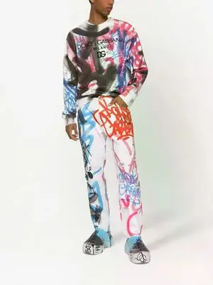 Dolce & Gabbana Graffiti-print Straight Leg Jeans