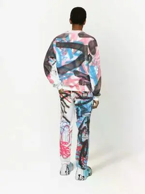 Dolce & Gabbana Graffiti-print Straight Leg Jeans