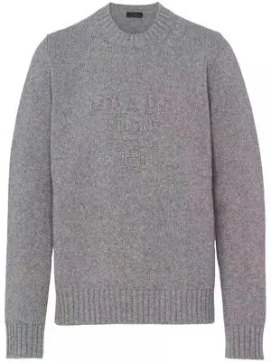 Prada Logo-embroidered Sweater - Grey