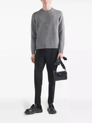 Prada Logo-embroidered Sweater - Grey