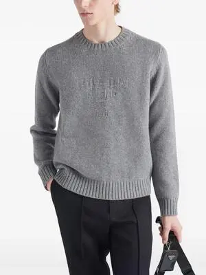 Prada Logo-embroidered Sweater - Grey
