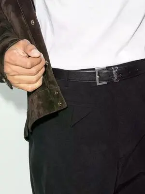 Saint Laurent Monogram-plaque Buckled Belt