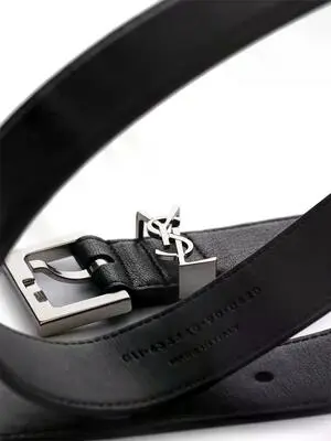 Saint Laurent Monogram-plaque Buckled Belt
