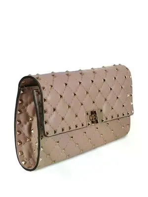 Valentino Garavani Rockstud Spike Quilted Lambskin Nappa Crossbody Bag - Neutrals