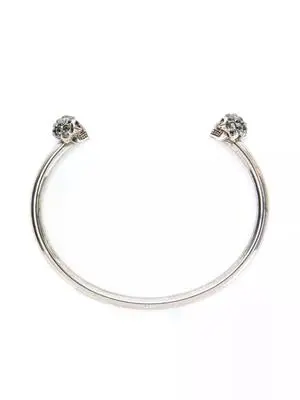 Alexander McQueen Jewelled Twin Skull Bangle - Silver