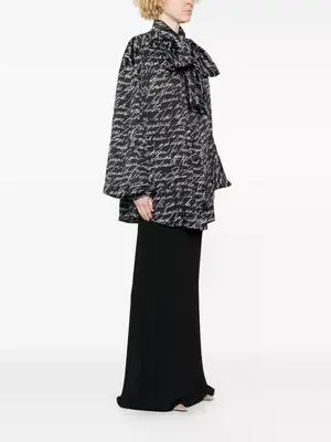 Balmain Printed Pussy Bow Blouse - Black