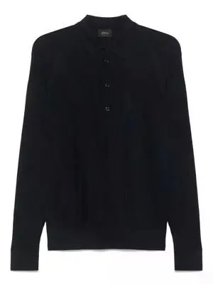 Brioni Ribbed-knit Polo Shirt