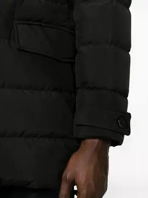 MOORER Shearling-collar Padded Coat - Black