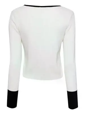 B+AB Round Neck Cropped Knitted Top - Neutrals