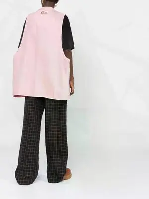 Raf Simons Oversized Denim Gilet With Logo Patches