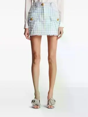 Balmain Gingham-pattern A-line Miniskirt