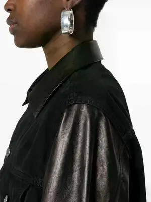 Khaite Grizzo Leather-paneled Denim Jacket