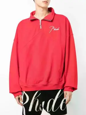 Rhude Embroidered Half-zip Sweatshirt - Red