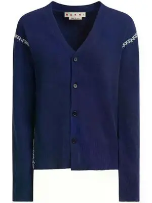 Marni Virgin Wool-cashmere Blend Cardigan With Whipstitch Trim