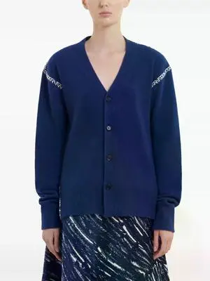 Marni Virgin Wool-cashmere Blend Cardigan With Whipstitch Trim