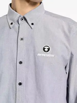 AAPE BY *A BATHING APE Logo-patch Long-sleeved Shirt - Grey