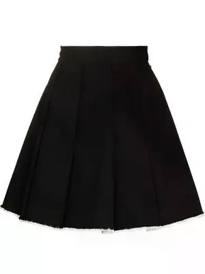 SHUSHU/TONG Pleated Raw-hem Skirt - Black