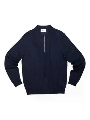 Nn07 Zippered Polo Sweater - Blue