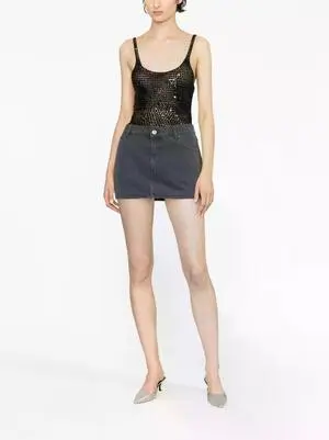 ROTATE BY BIRGER CHRISTENSEN Logo-patch Denim Skirt