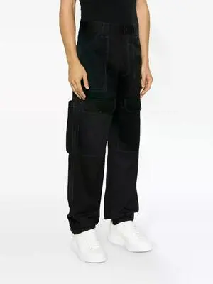 MSGM Contrasting-stitch Logo-patch Trousers