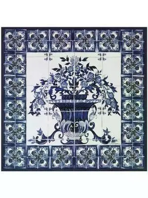 Dolce & Gabbana Majolica-print Twill Scarf - Blue