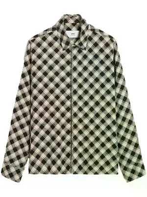 AMI Paris Checked Double Topstitching Shirt