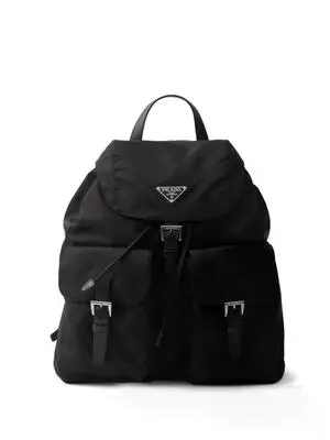 Prada Re-nylon Backpack With Triangle Logo - Black