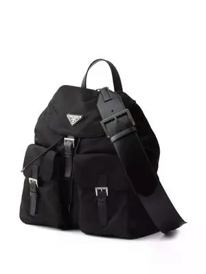 Prada Re-nylon Backpack With Triangle Logo - Black