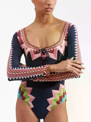 La DoubleJ Sunset Geometric-print One-piece