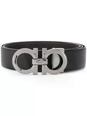 FERRAGAMO Gancini Reversible Leather Belt - Black