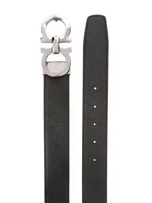 FERRAGAMO Gancini Reversible Leather Belt - Black