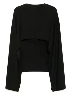 Goen.j Ribbed Cape Top - Black