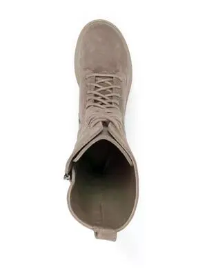 LE SILLA Grey Suede Lace-up Combat Boots