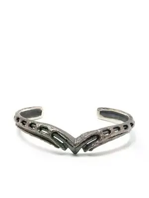 JULIUS Carved Vintage-effect Cuff Bracelet - Silver