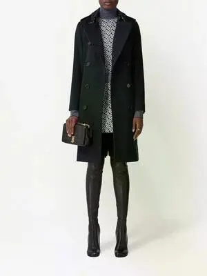 Burberry Kensington Cashmere Trench Coat - Blue