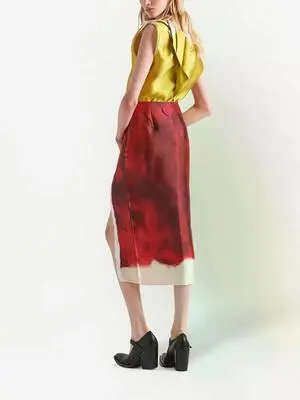 Prada Abstract-print Satin Midi Skirt