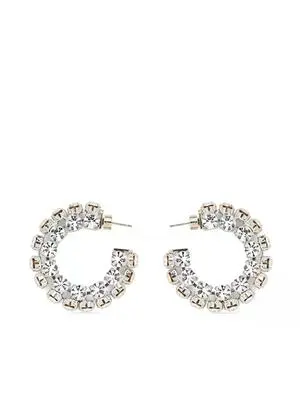 AREA Small Crystal Hoop Earrings - Silver