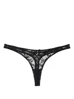 FLEUR DU MAL Le Stretch Lace Thong - Black