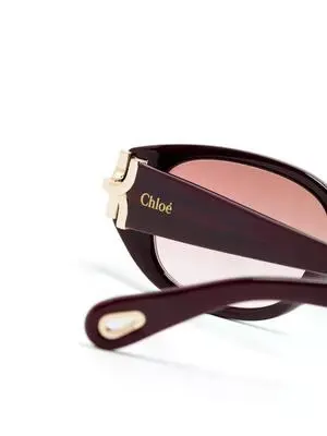Chloé Burgundy Acetate Oval Frame Sunglasses