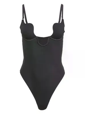 FLEUR DU MAL Le Stretch Micro Seduce U-plunge Bodysuit - Black