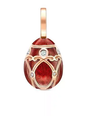Faberge 18kt Rose Gold Heritage Egg Diamond Charm - Red