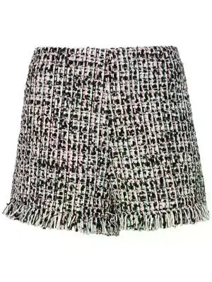 SELF-PORTRAIT Tweed Fringed Shorts